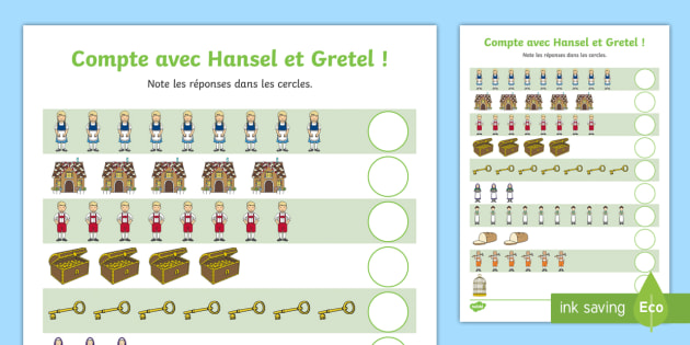 Feuille d'activités pour compter : Hansel et Gretel