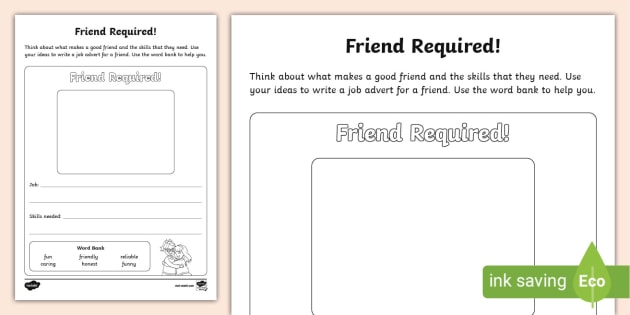 Friend Job Advert (teacher made)