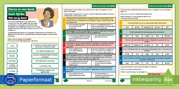 Onrus in ons land, Suid Afrika (teacher made)