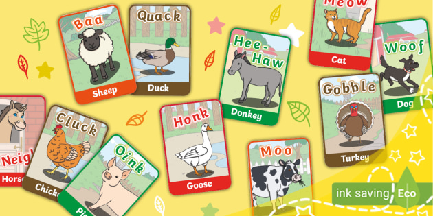 English Worksheets Animal Sounds Flashcards Set 1