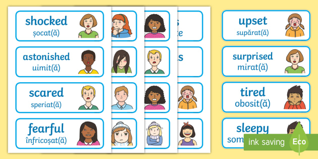 Emotions Word Cards English/Romanian