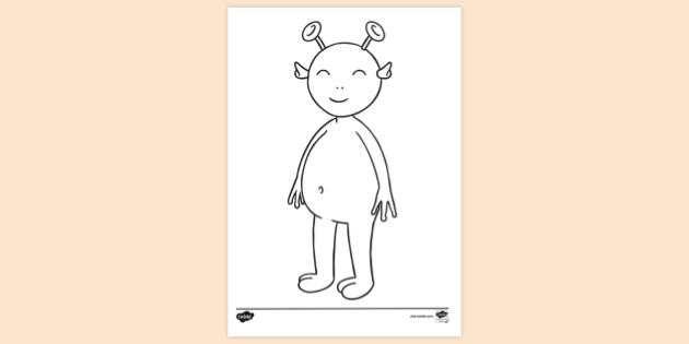 FREE! - Green Alien Colouring Sheet (teacher made)