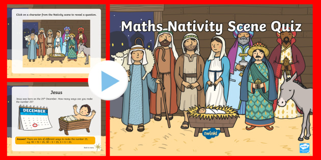 KS1 Maths Nativity Scene Quiz PowerPoint (teacher made)