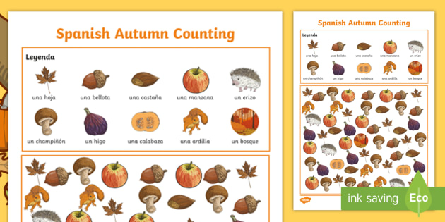 Autumn Counting Worksheet Spanish