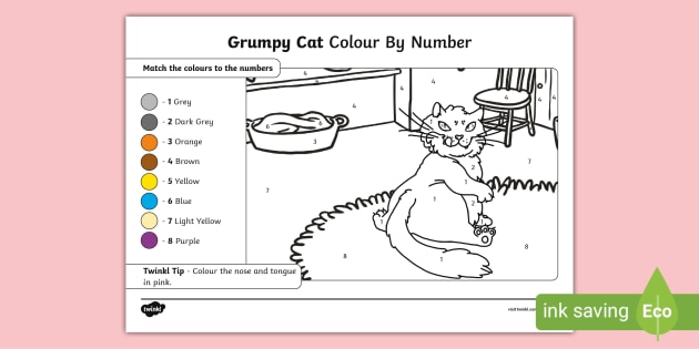 FREE! - Grumpy Cat Colour by Number (teacher made)