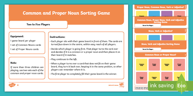 Common and Proper Noun Game | Primary Sorting Activity