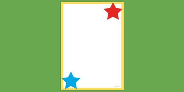 Simple Blank Red and Blue Stars Page Border | Page Borders