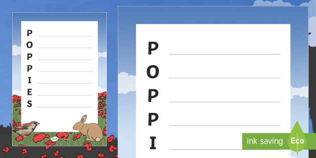 Poppy Story Poppies Acrostic Poem (teacher made)