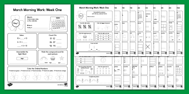 Morning Work Kindergarten Worksheets