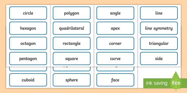 Year 2 2014 National Curriculum Geometry Properties of Shapes Vocabulary