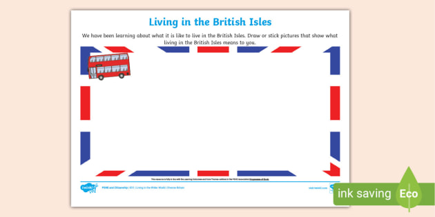 KS1 Living in the British Isles Activity Sheet - PSHE