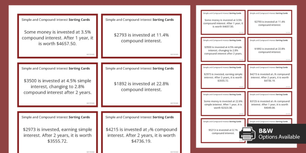 * NEW * Simple and Compound Interest Sorting Cards - Beyond