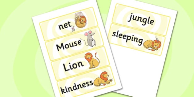The Lion And The Mouse Word Cards (teacher made)