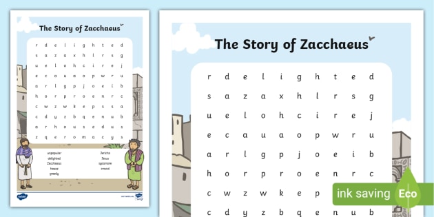 Zacchaeus Word Search | Zacchaeus Bible Story Activities NZ