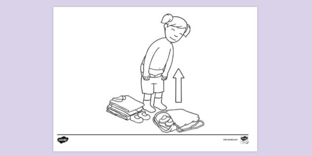 FREE! - Girl Putting On PE Shorts Colouring | Colouring Sheets