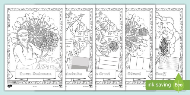 Tennis Stars Mindfulness Colouring Posters - Twinkl