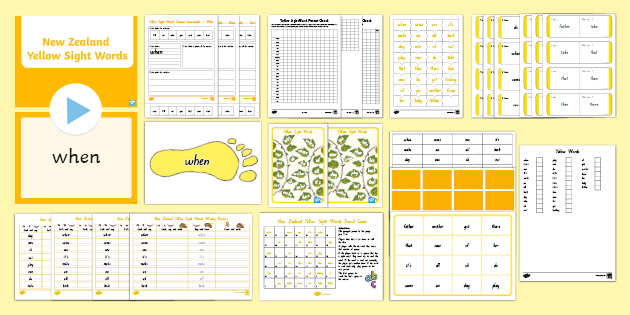 New Zealand Yellow Sight Words Resource Pack (teacher made)