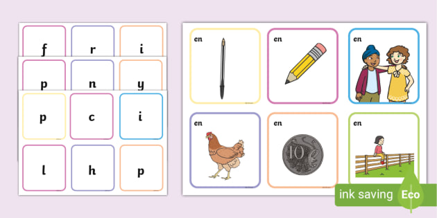 'en' Words and Picture Matching Activity - (teacher made)