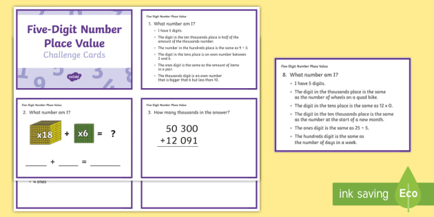 Five-Digit Place Value Challenge Cards