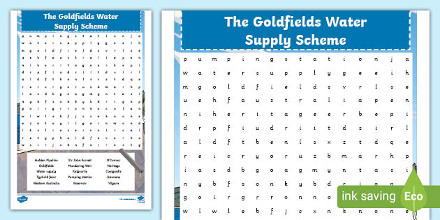 The Goldfields Water Supply Scheme Word Search