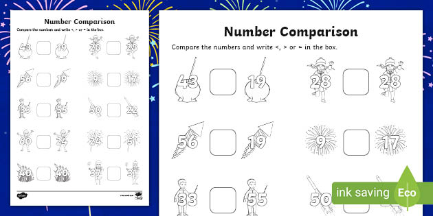 Bonfire Night Number Comparison Worksheet (teacher made)