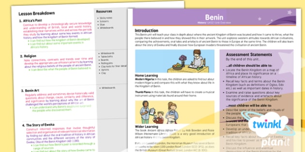 FREE! - History: Benin UKS2 Planning Overview (teacher made)
