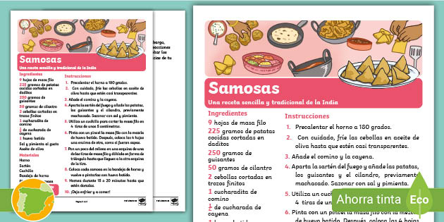 Receta: Samosas vegetales (teacher made)