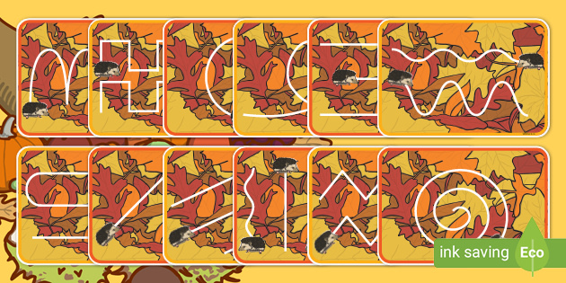 Hedgehog-Themed Autumn Mark-Making Pattern Cards