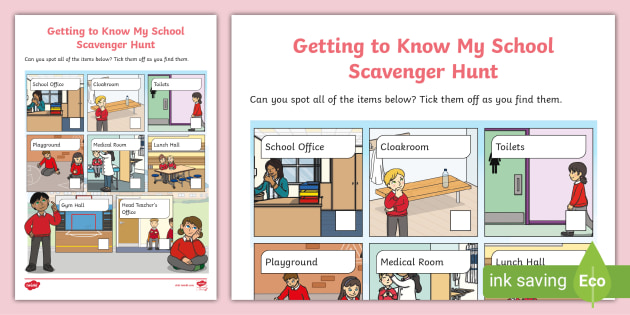 Getting to Know My School Scavenger Hunt (teacher made)