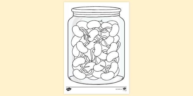 FREE! - Jar Full of Sprouting Beans Colouring | Colouring Sheets