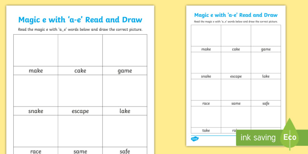 * NEW * Magic e with 'a-e' Read and Draw Activity Sheet - Split