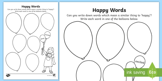 Happy Words Worksheet / Worksheet (teacher made)