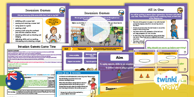Move PE Year 2 Invasion Games Lesson 6: Game Time Lesson Pack
