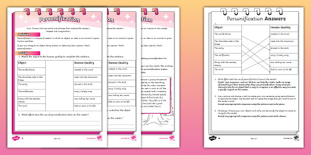 Personification Worksheets