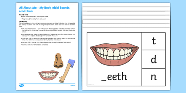 Initial Sound All About My Body Busy Bag Resource Pack for Parents