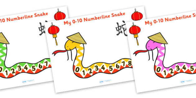 Year of the Snake 0 to 10 Number Line (teacher made)