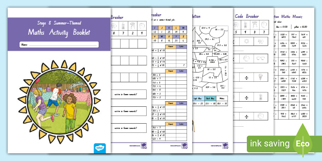 Stage 8 Summer Themed Maths Activity Booklet