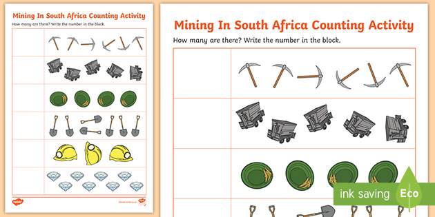 Mining In South Africa Counting Worksheet (teacher made)