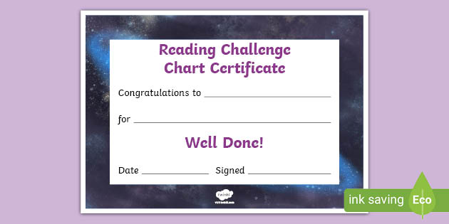 Reading Challenge Chart Certificates Galaxy Themed