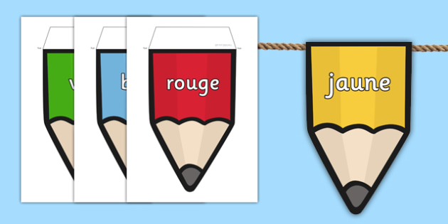 Colours on Pencil Bunting French (teacher made)