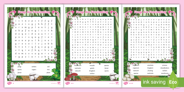 Fungi Are Fascinating - Fungi Word Search - Differentiated