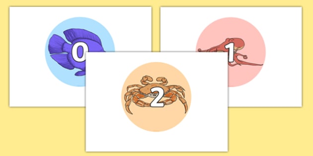 Numbers 0-30 On Sea Creatures (teacher made)