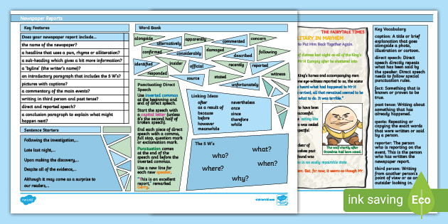 UKS2 Writing: Newspaper Reports Knowledge Organiser