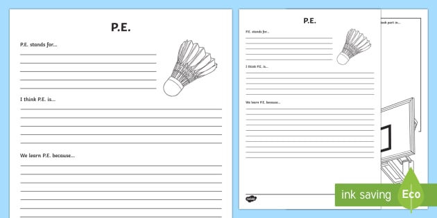P.E. Reflection Writing Template