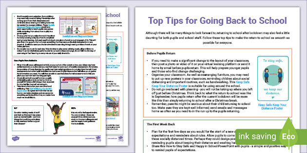 Top Tips for Going Back to School (teacher made)