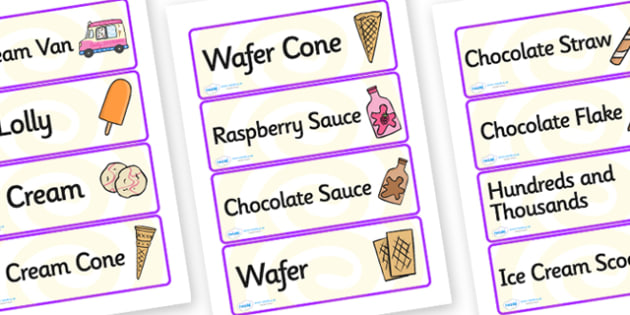 Ice Cream Van Role Play Labels (teacher made)