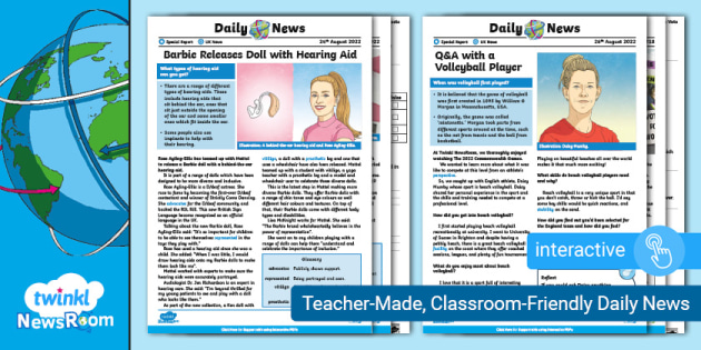 NewsRoom Weekly Reading Comprehension Pack 26th August 2022