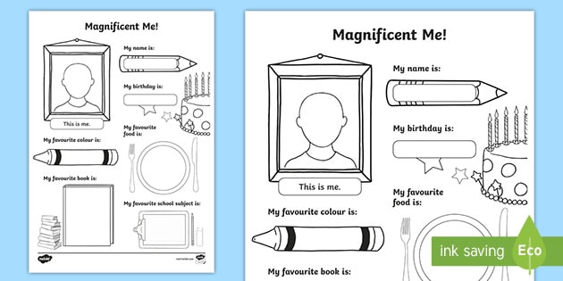 Magnificent Me Worksheet (teacher made)