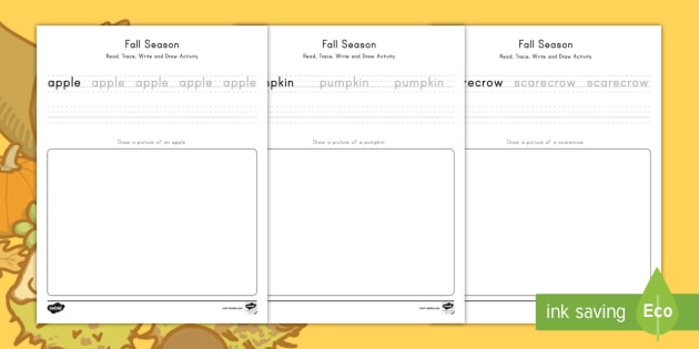 Fall Read, Trace, Write, and Draw Activity (teacher made)