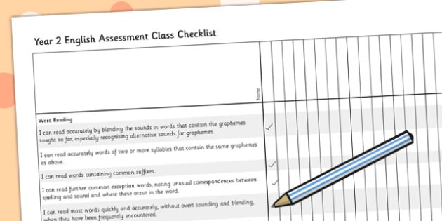 2014 National Curriculum Year 2 English Assessment Class Checklist - target